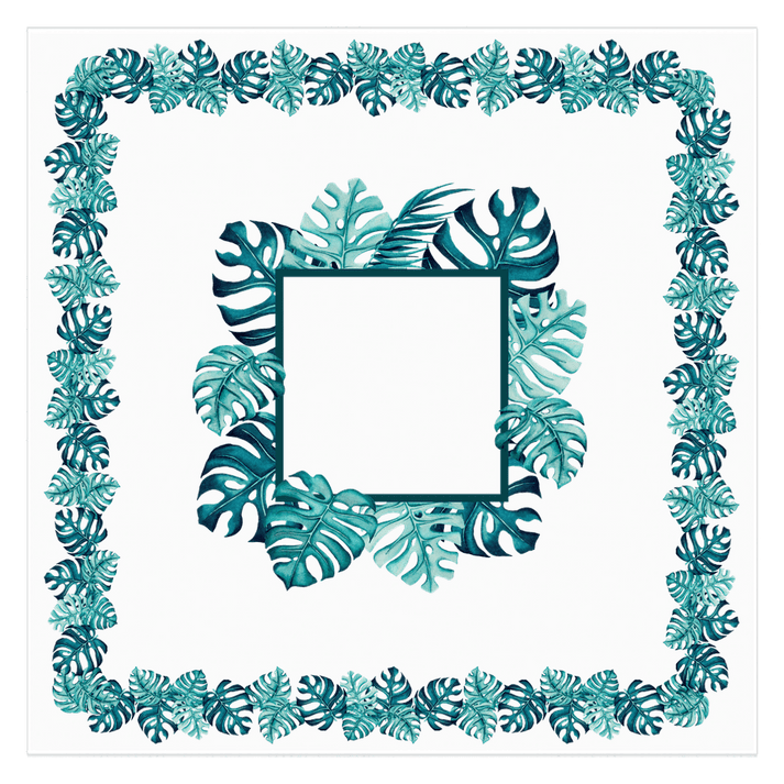 Tropical Leaves Tablecloth Monstera Turquoise Palm Leaves Table Linen ...