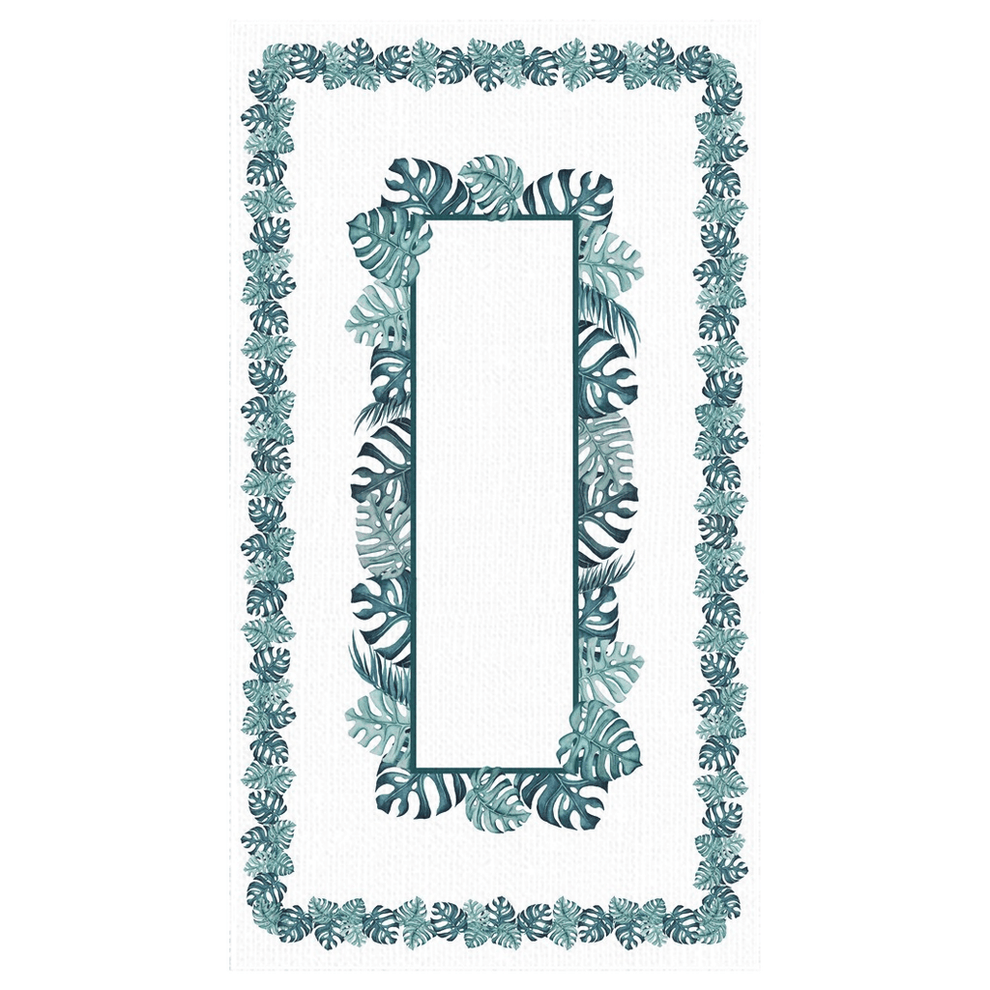 Tropical Leaves Tablecloth Monstera Turquoise Palm Leaves Table Linen ...