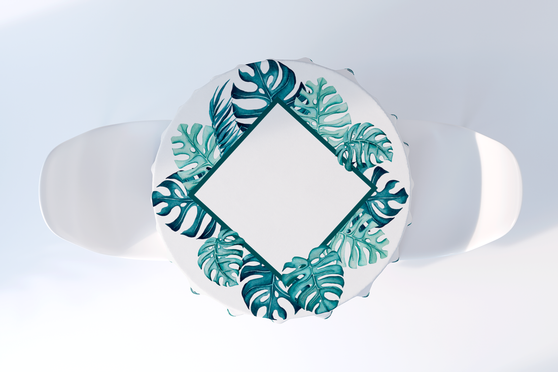 Tropical Leaves Tablecloth Monstera Turquoise Palm Leaves Table Linen ...